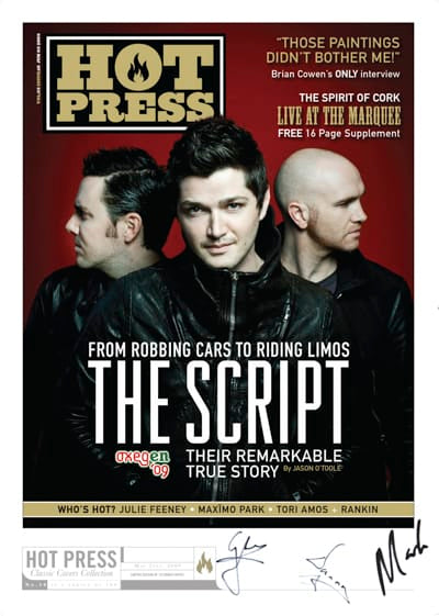 The Script (first cover, red background)_ – HOT PRESS